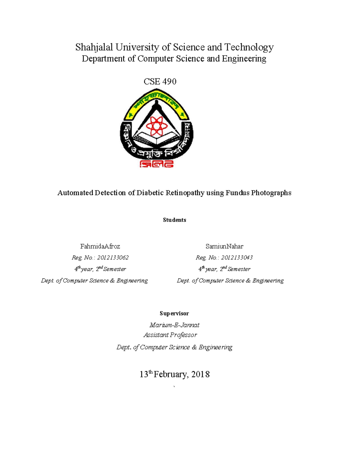 Final project report - Shahjalal University of Science and Technology ...