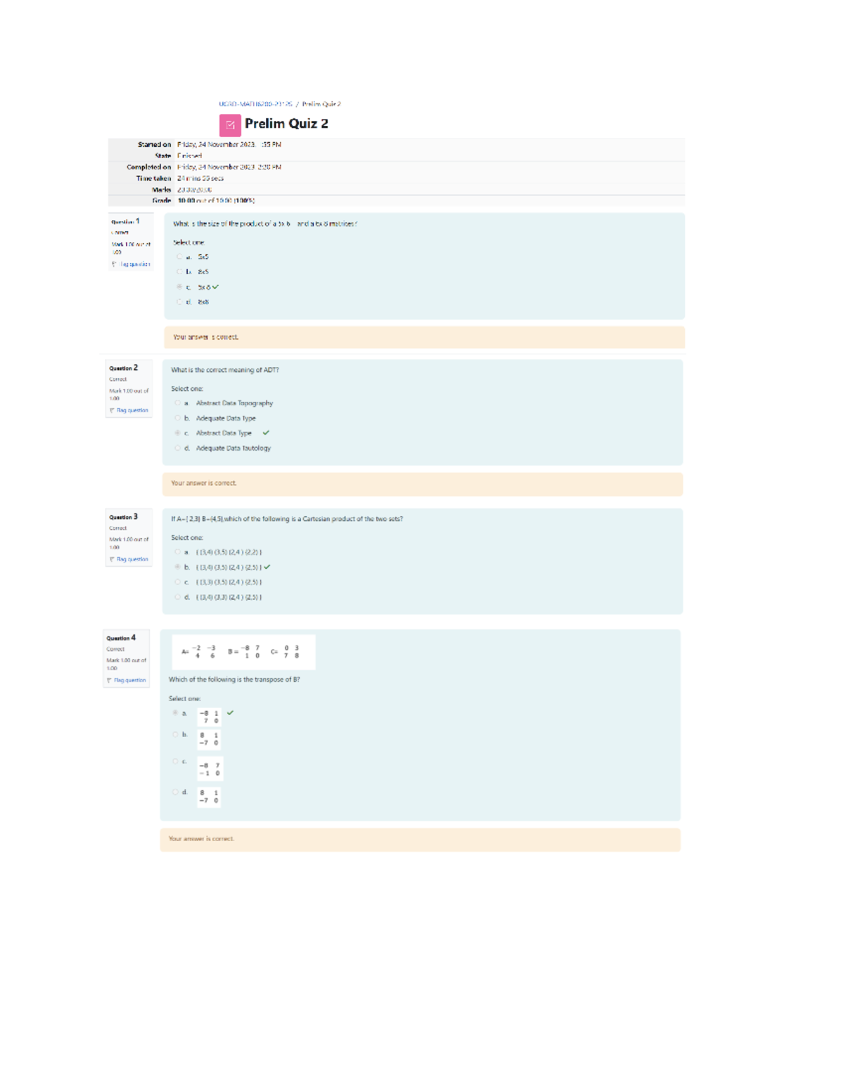Data Analysis Prelim Quiz 2 - Information Technology - Studocu
