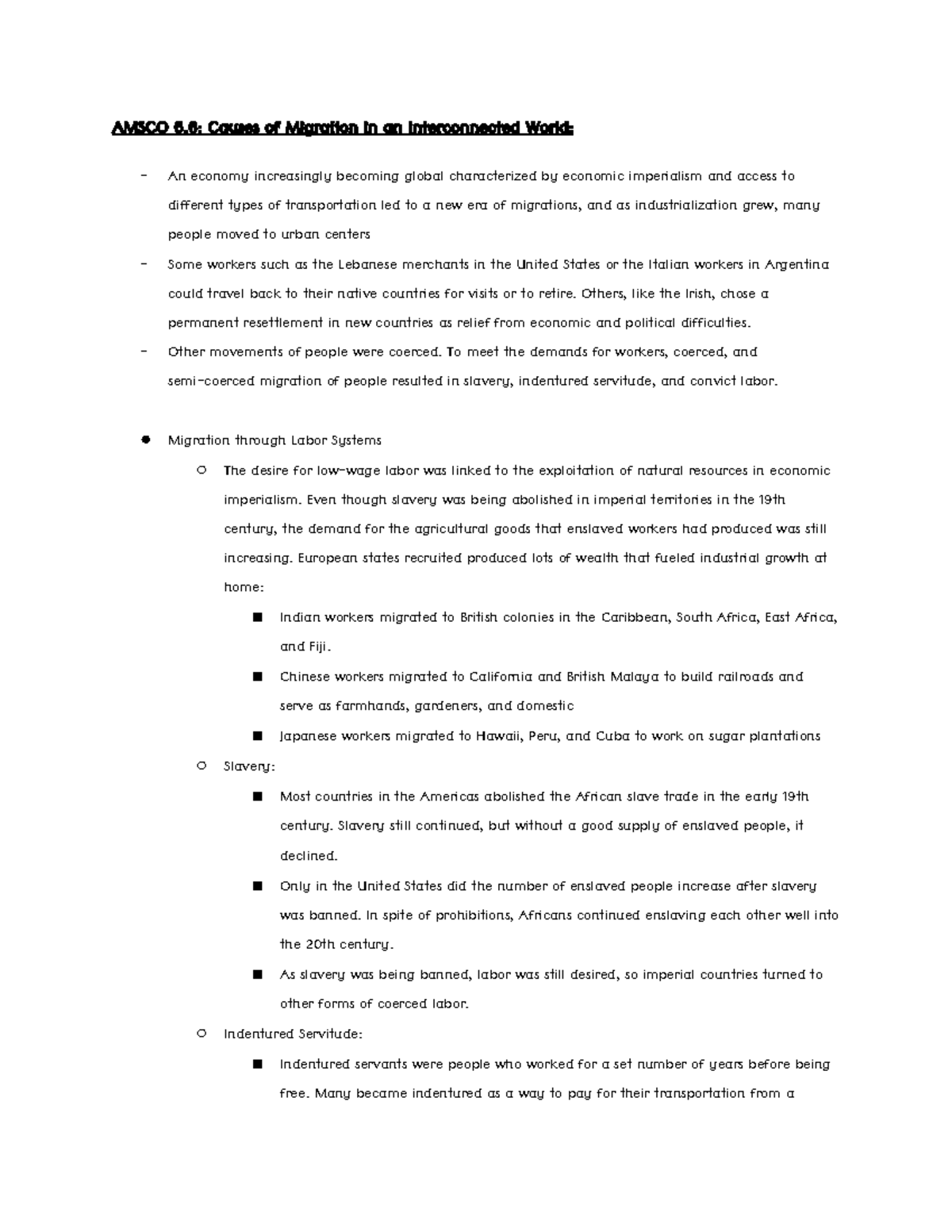Amsco 6.6 AP WORLD - AMSCO 6: Causes of Migration in an Interconnected ...