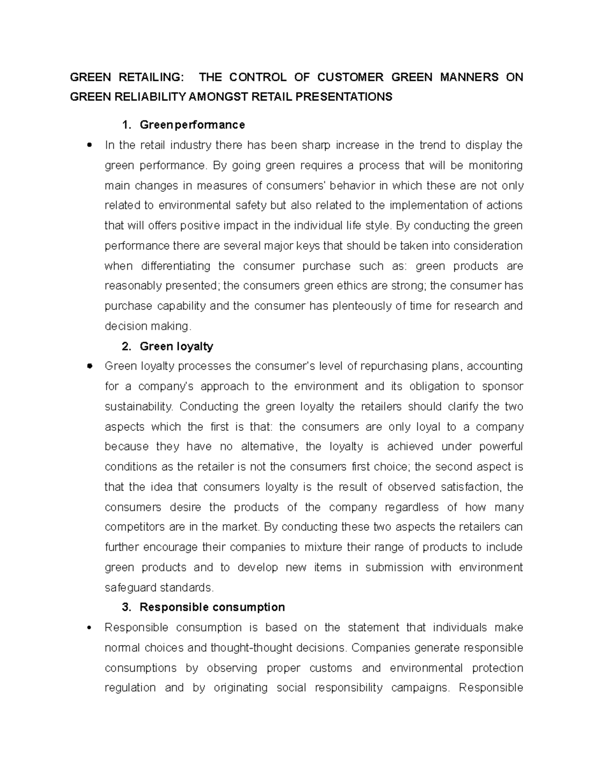Green Retailing review - GREEN RETAILING: THE CONTROL OF CUSTOMER GREEN ...