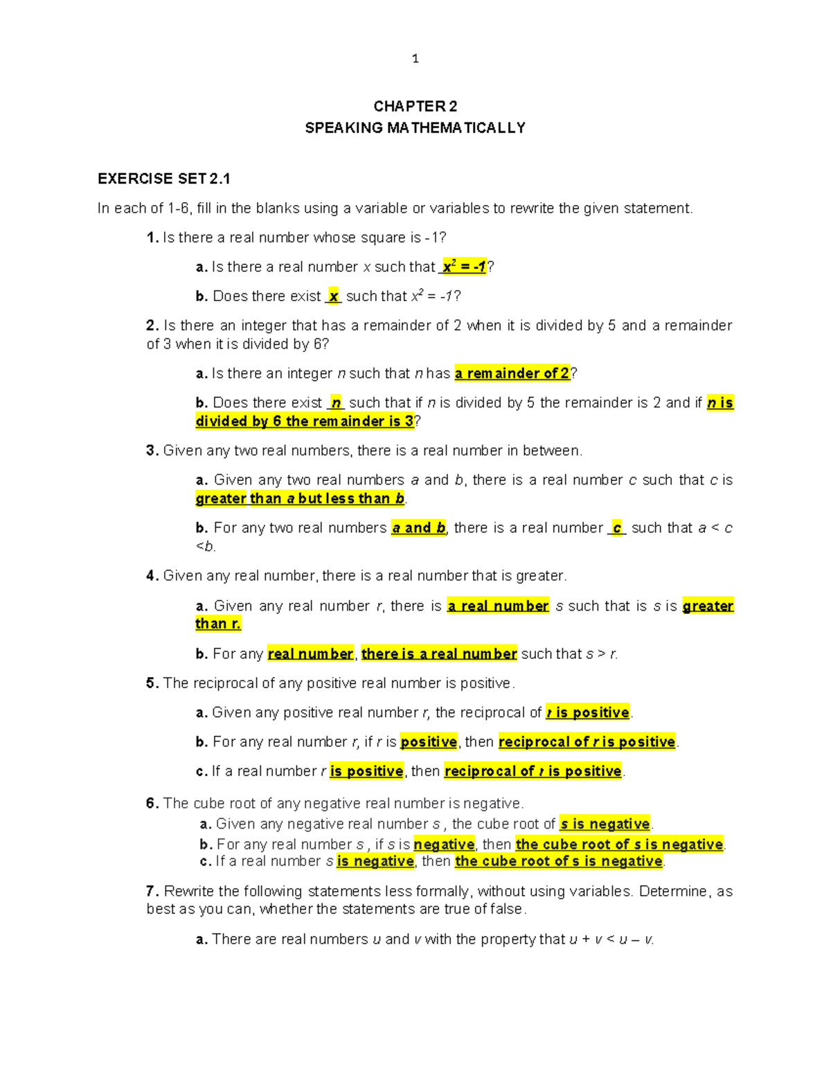 Chapter 2 Speaking Mathematically - CHAPTER 2 SPEAKING MATHEMATICALLY ...