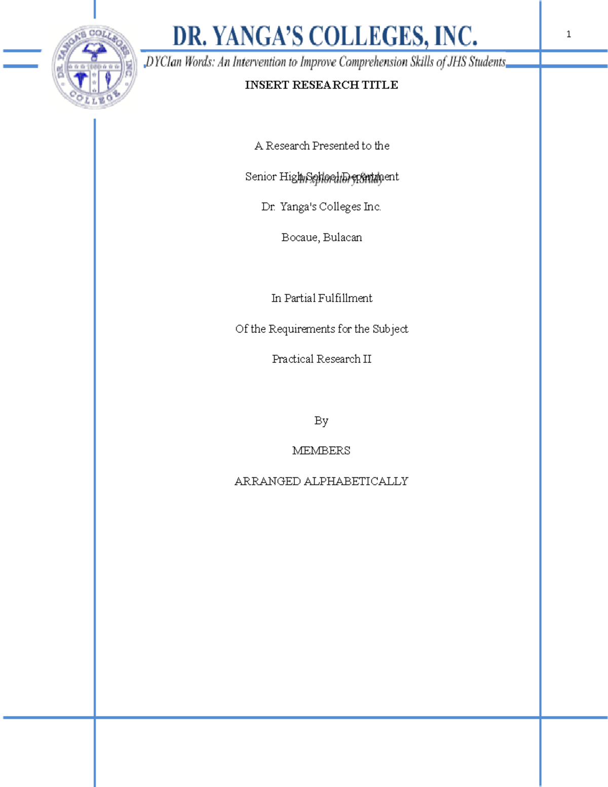 PR2- Research- Template - Business Administration - 1 INSERT RESEARCH ...