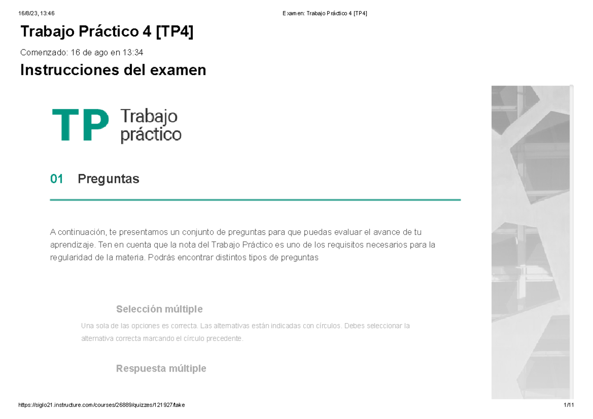 Examen Trabajo Práctico 4 [TP4].pdf creación publicitaria - Trabajo Práctico 4 [TP4] Comenzado ...