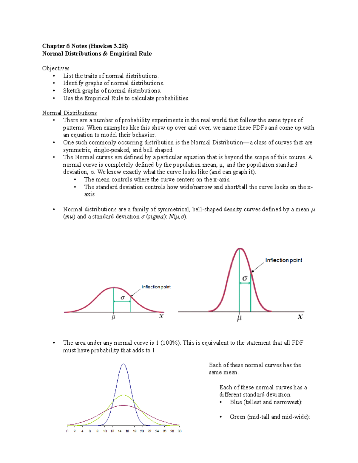 Lesson 19 Normal Intro - Lecture notes 19 - Chapter 6 Notes (Hawkes 3 ...