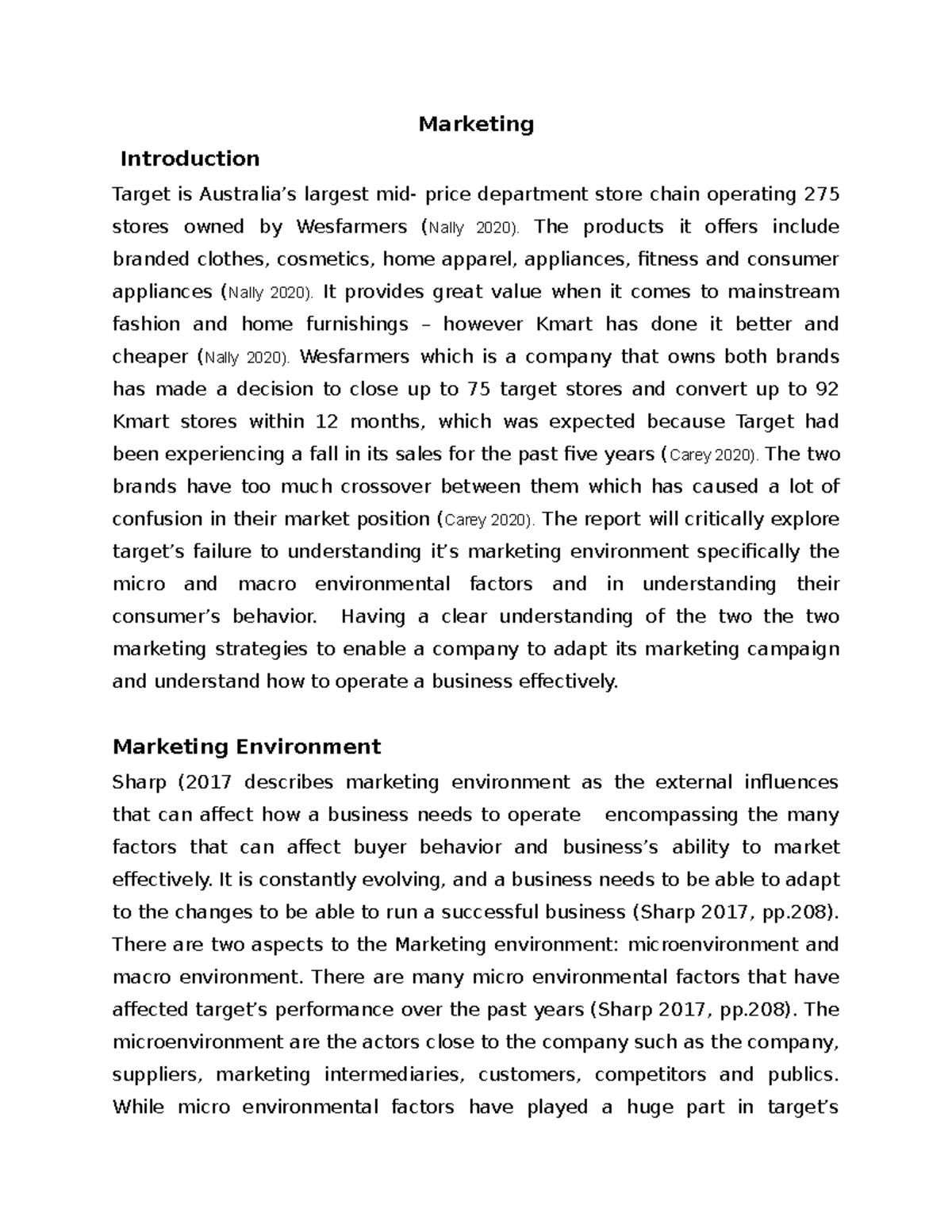 Marketing group report - Marketing Introduction Target is Australia’s ...
