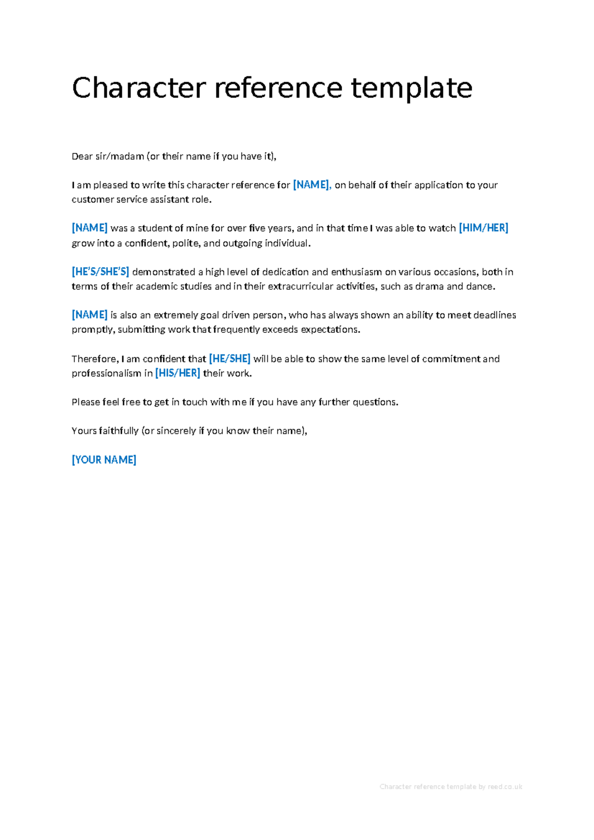Character reference template 1 - Character reference template Dear sir ...