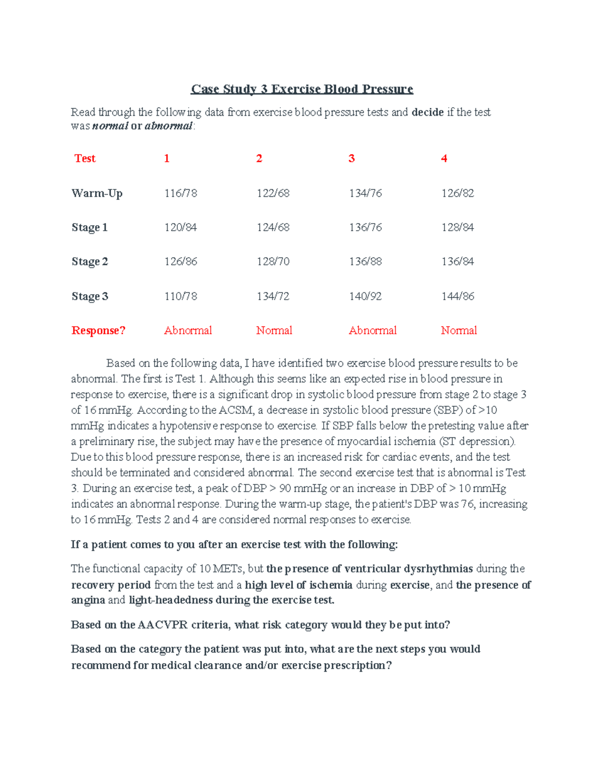 Case Study 3 Exercise Blood Pressure - Case Study 3 Exercise Blood ...