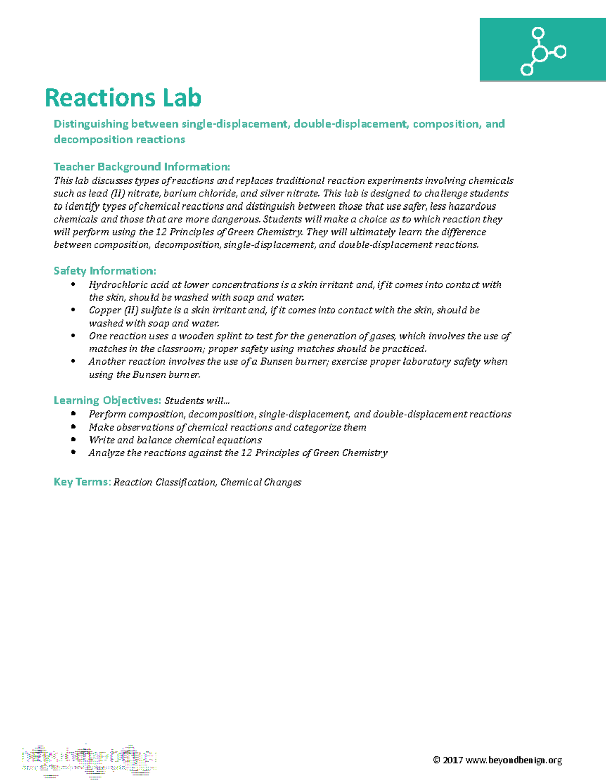 Reactions Lab - Reactions Lab Distinguishing between single ...