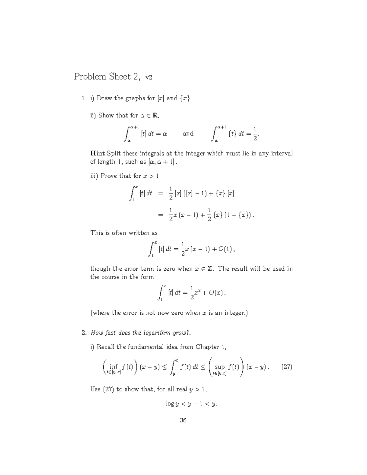 Questions 2 2018-19 Elementary Prime Theory (Problem Sheet 2 v2 1-16) - Problem Sheet 2, v i ...