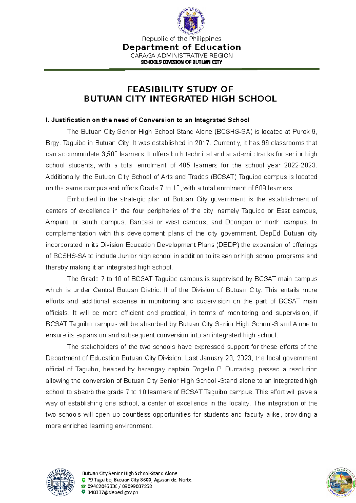 Feasibility study - Thank you - Republic of the Philippines Department ...