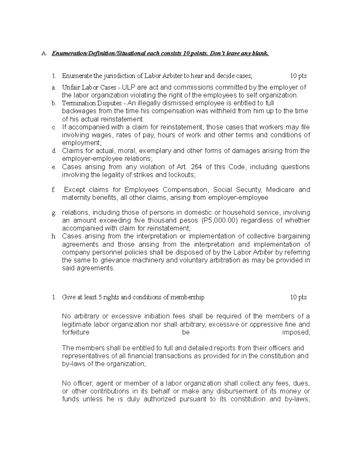 Enumeration - non - A. Enumeration/Definition/Situational each consists ...