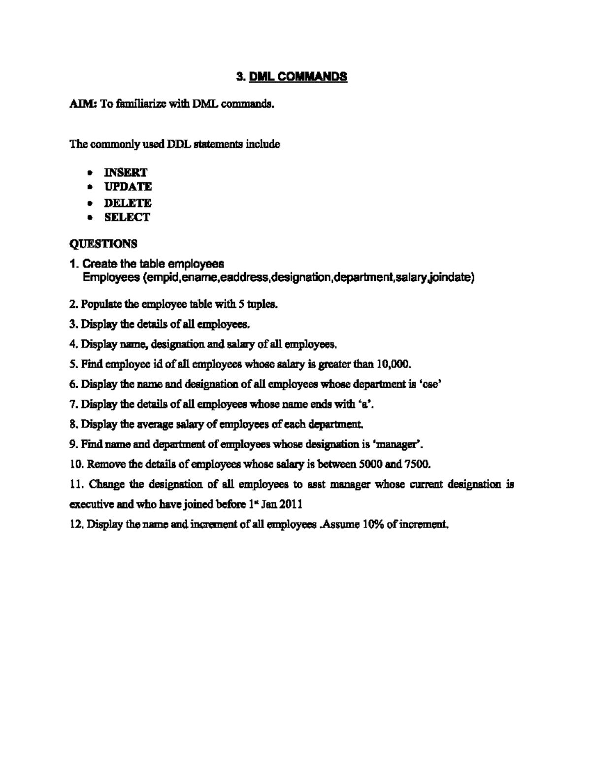 Exp 3 - Nil - Database Management System - Studocu