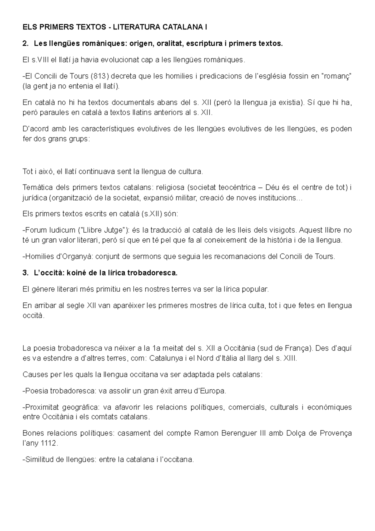 TEMA 4. ELS Primers Textos - ELS PRIMERS TEXTOS - LITERATURA CATALANA I ...