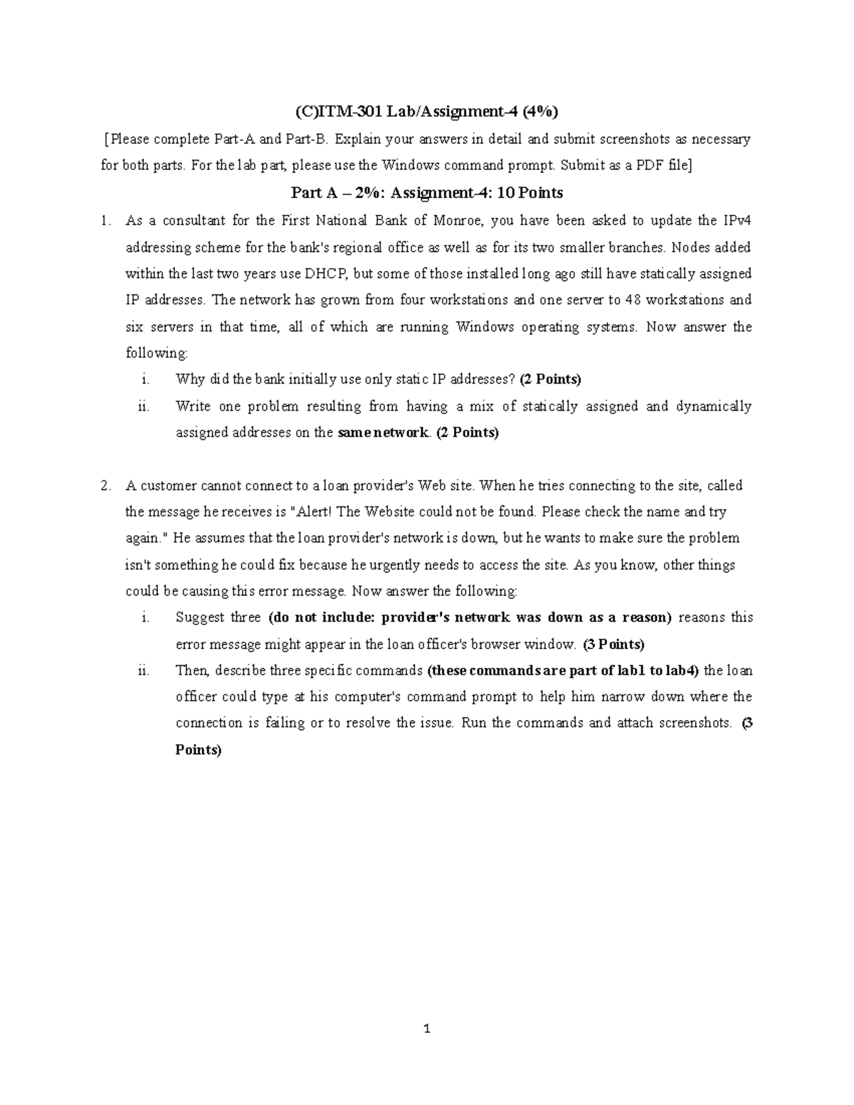 Lab Assignment 4 - lab - (C)ITM-301 Lab/Assignment-4 (4%) [Please complete Part-A and Part-B ...