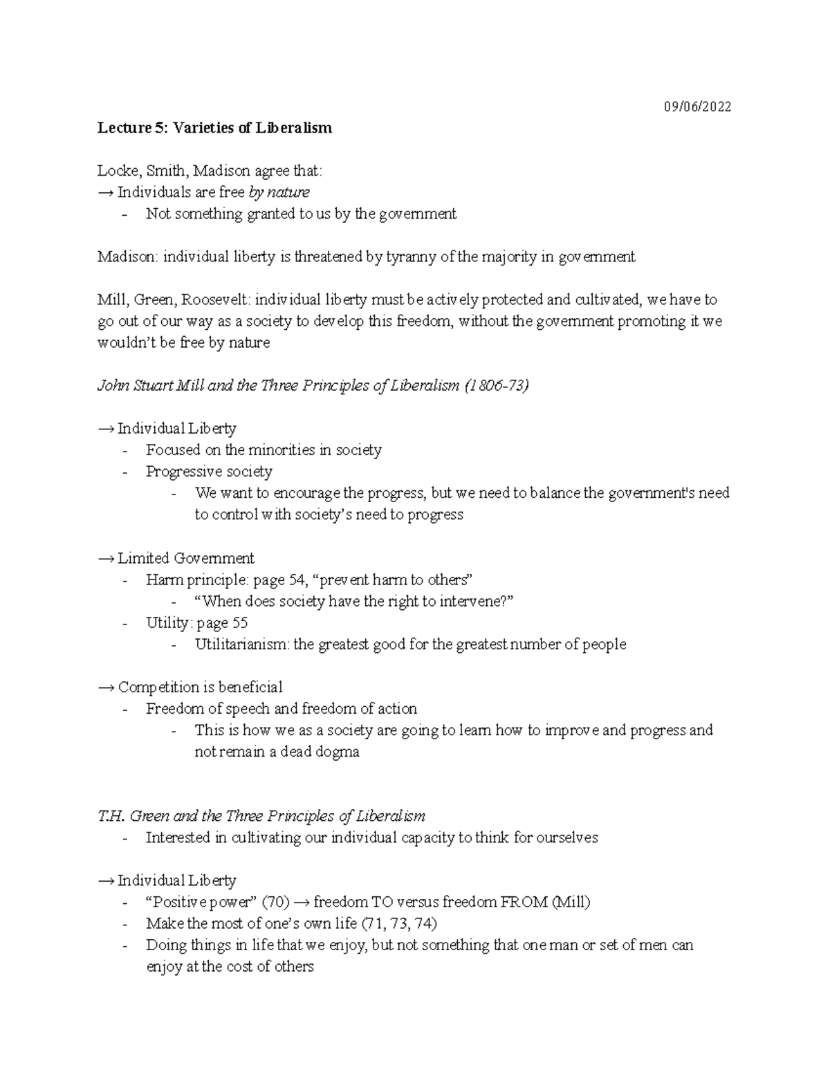 Lecture 5 + 6 - Varieties of Liberalism - Welfare State Liberalism - 09 ...