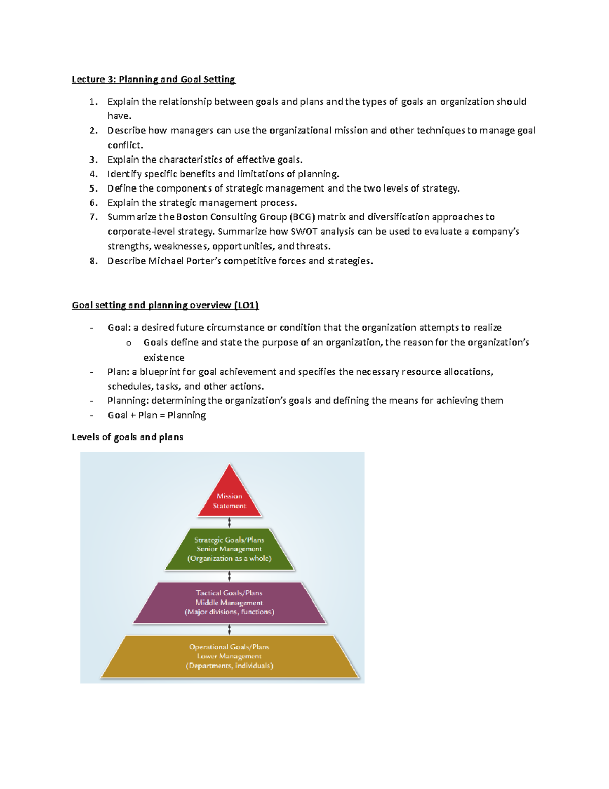Lecture 3- Planning & Goal Setting - Lecture 3: Planning and Goal ...