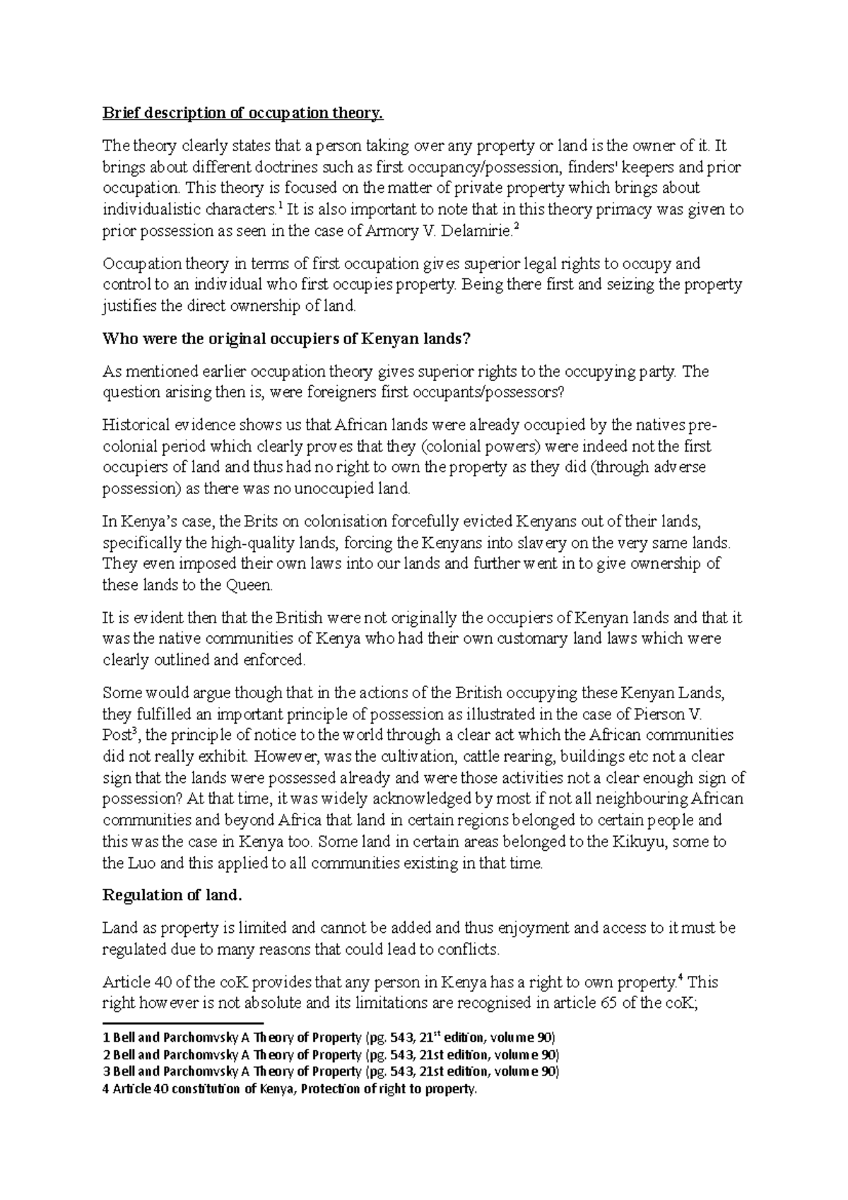 Occupation theory - The theory clearly states that a person taking over ...