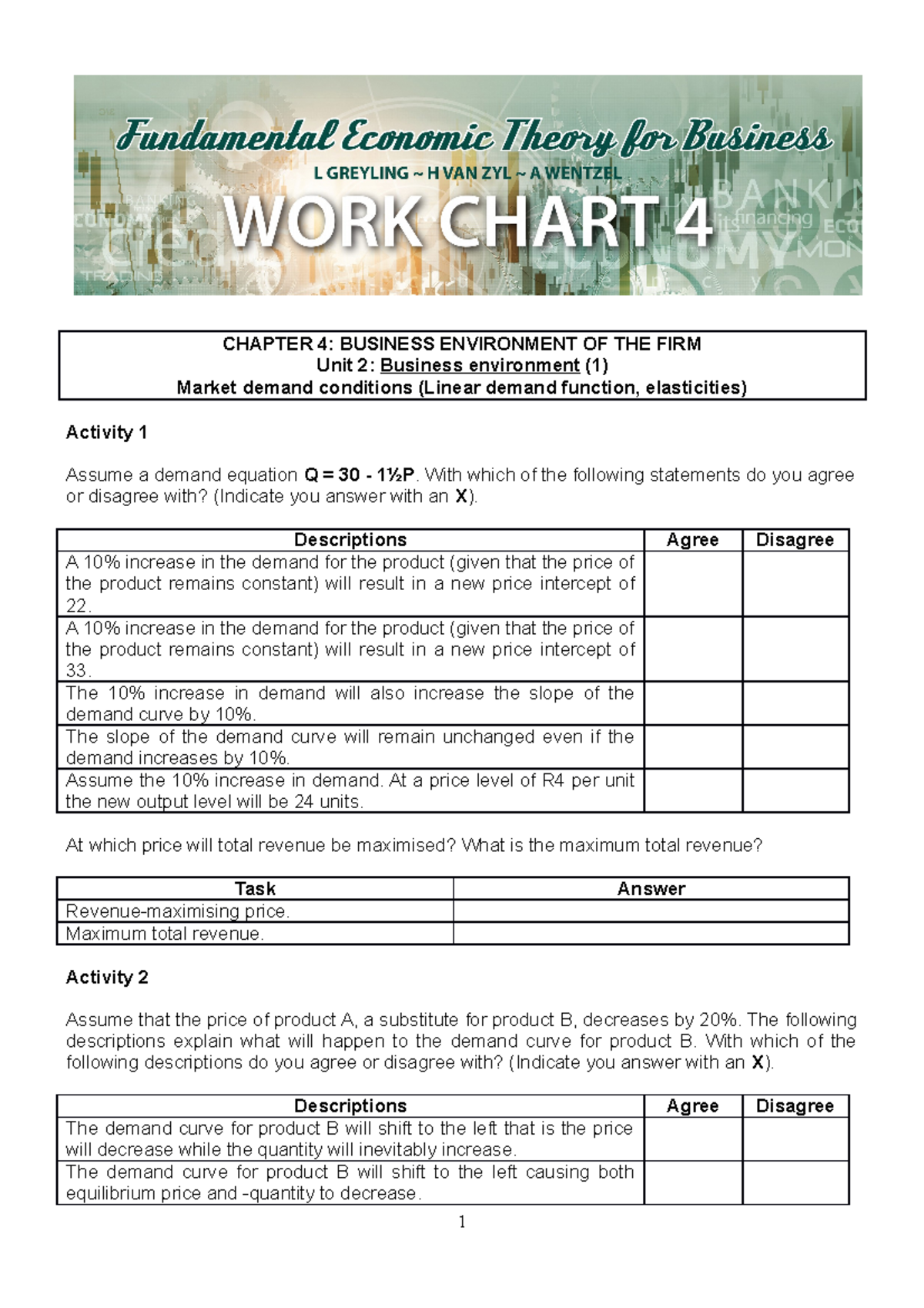 Work Chart 4 1 - NJHNJKB, - CHAPTER 4: BUSINESS ENVIRONMENT OF THE FIRM ...