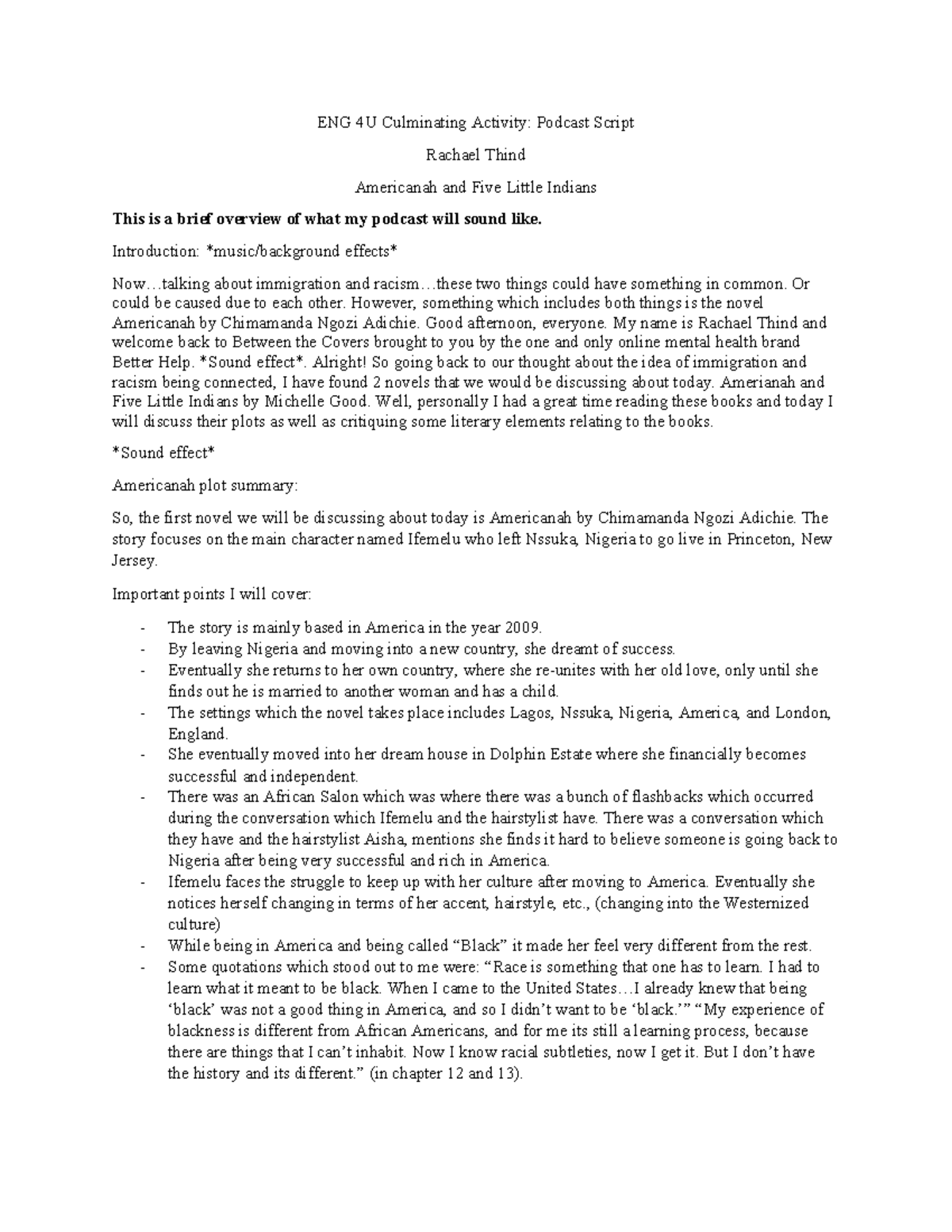 ENG 4U Culminating Activity Podcast - Introduction: music/background ...