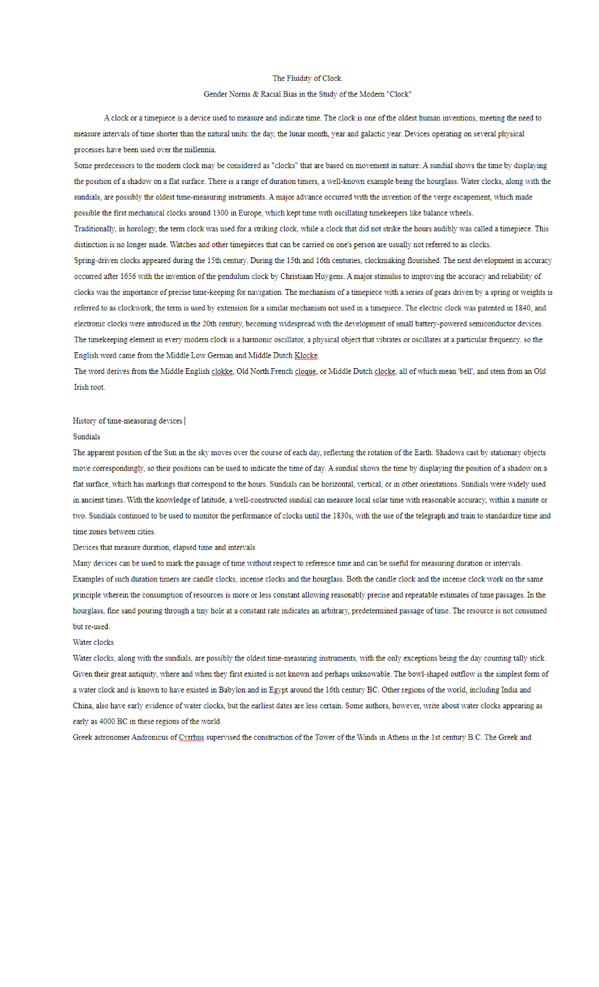 The Fluidity of a Clock: Meaning from references - bs economics - Studocu