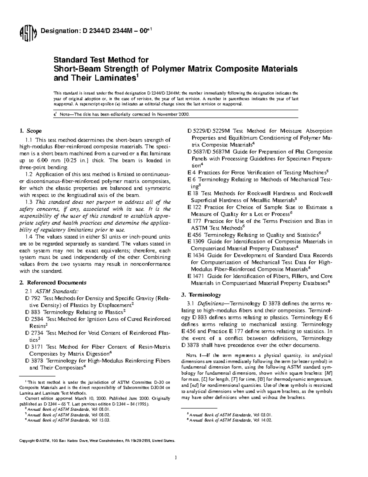 ASTM D2344. Short-beam standard method - Designation: D 2344/D 2344M ...