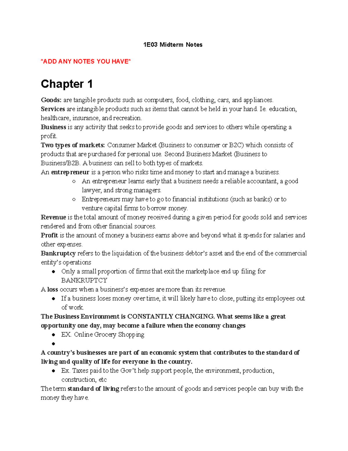 1E03 Midterm 1 Notes-2 - 1e03 - 1E03 Midterm Notes ADD ANY NOTES YOU ...