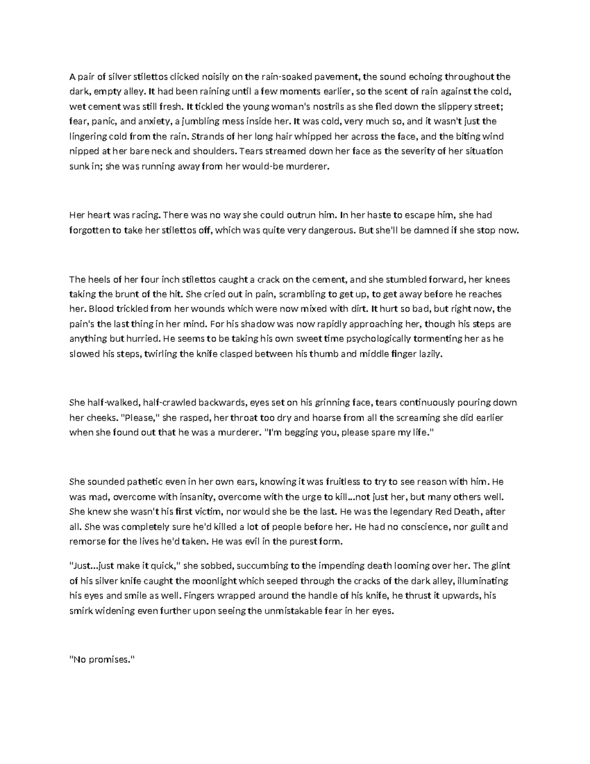 Prologue (PER) - Essay - A pair of silver stilettos clicked noisily on ...