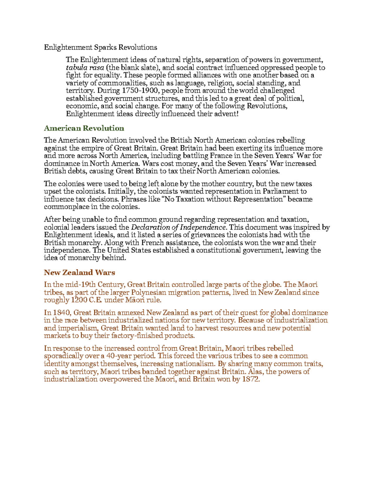 APWH 5.2 Nationalism and Revolutions from 1750-1900 - Enlightenment ...