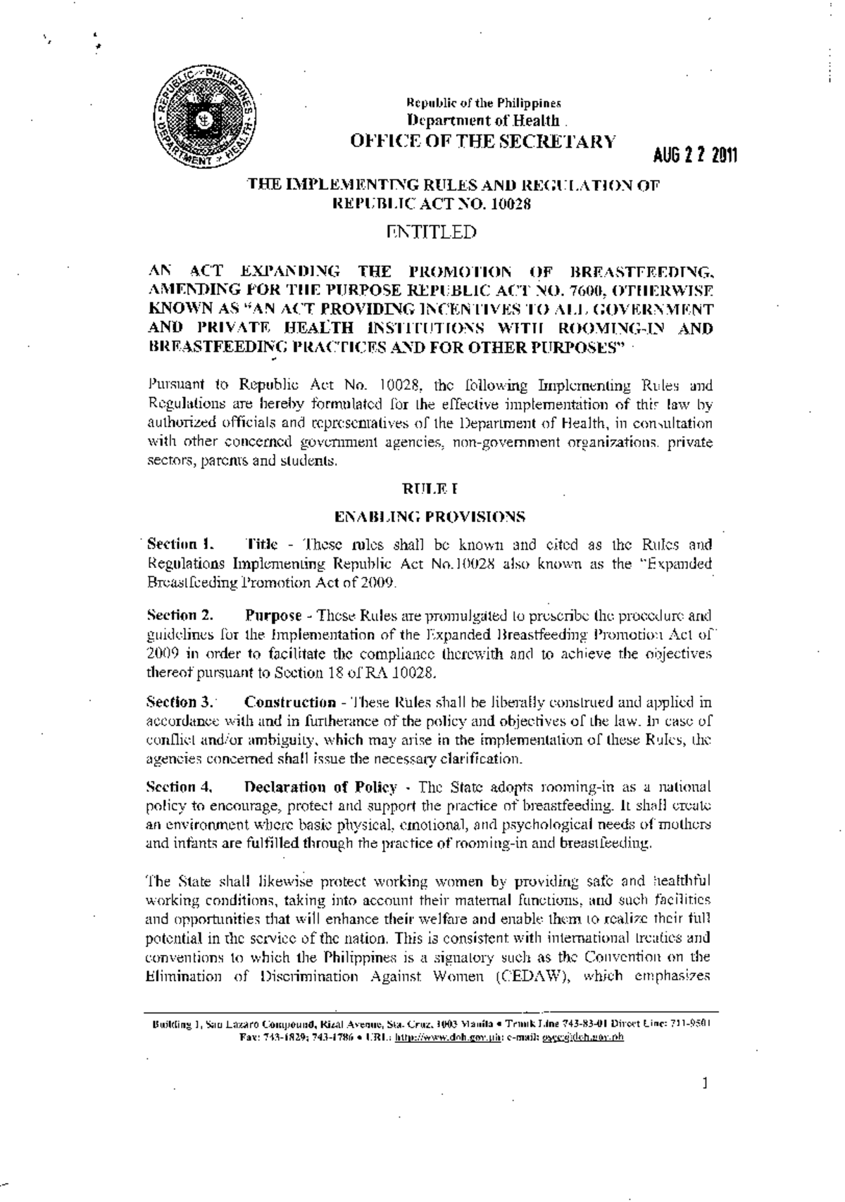 RA 10028 - LEGAL - Republic of the Philippines ####### Department of ...