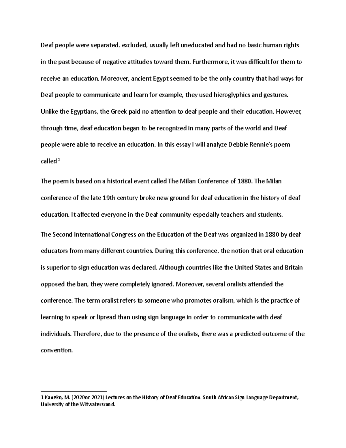 DEAF Culture Assignment POEM - Deaf people were separated, excluded ...