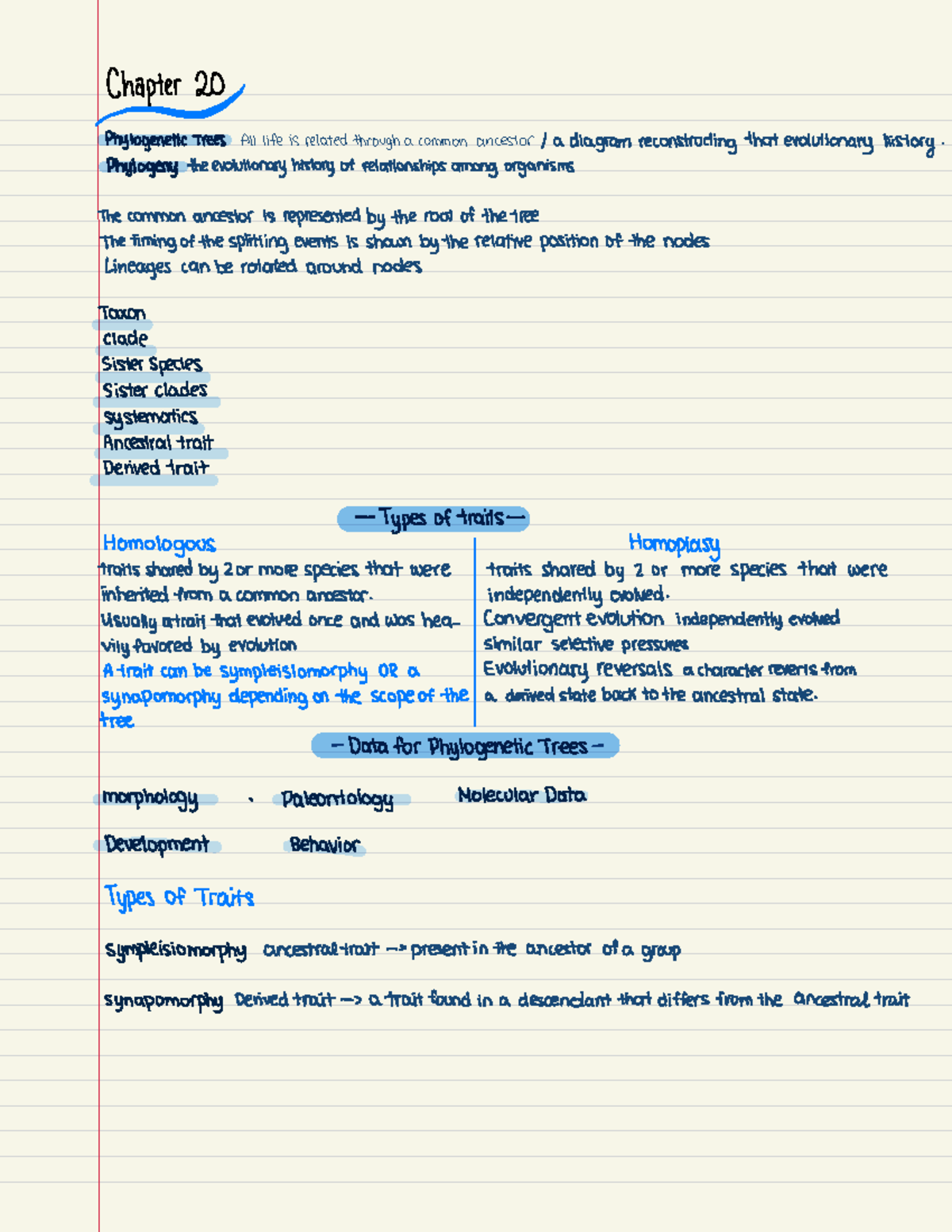 Org Biology ch 20 - Lecture notes - #hapter 20 ####### a Phylogenetic ...
