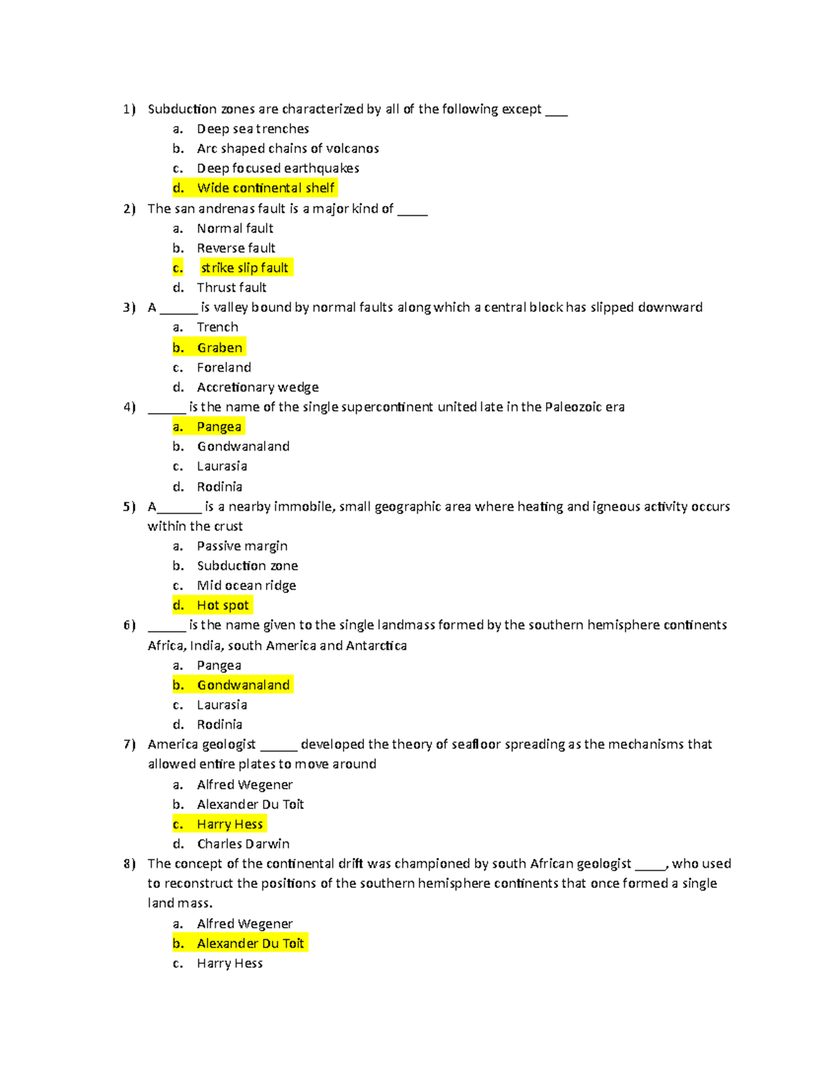 Geology Homework ch 6 - ken anderson - Subducion zones are ...