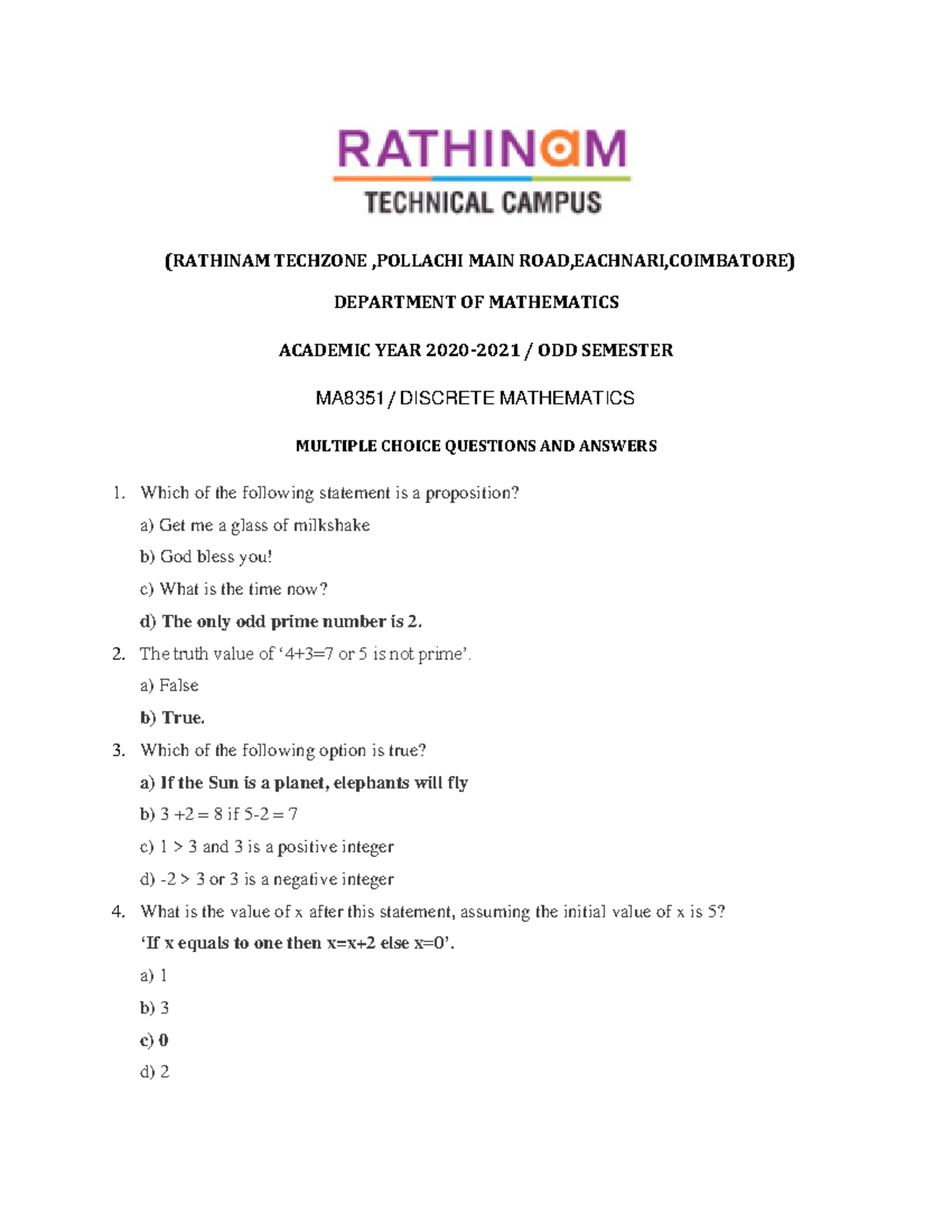 DM MCQ SET 1 converted - MCQs for reference - (RATHINAM TECHZONE ...