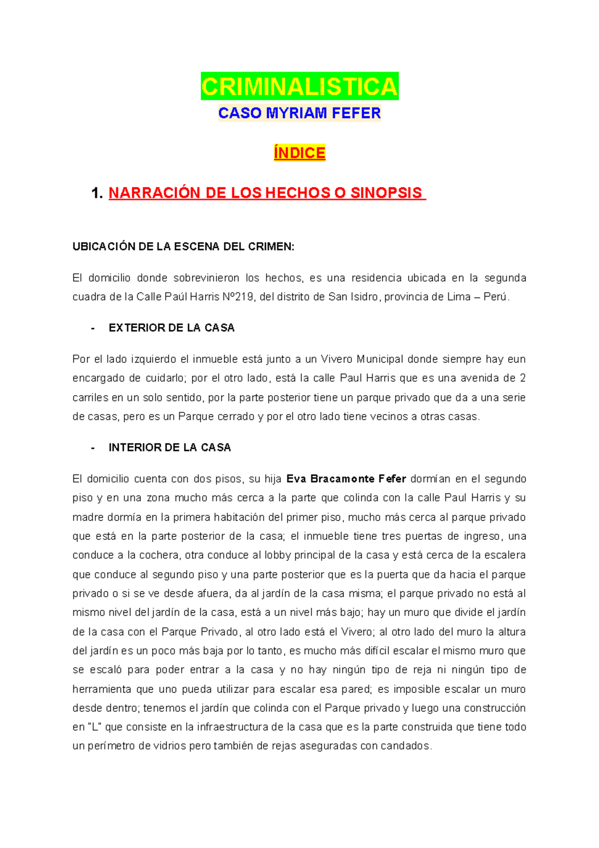 EL CASO DE Myriam Fefer - Trabajo - CRIMINALISTICA CASO MYRIAM FEFER ...