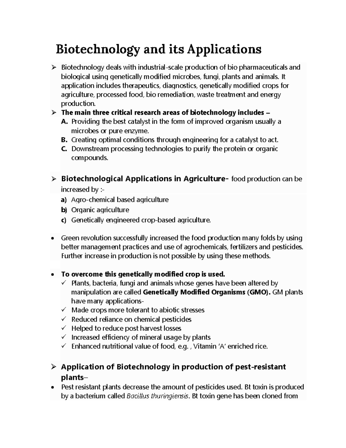 Biotechnology and its Applications - BSc. life sciences - Delhi ...