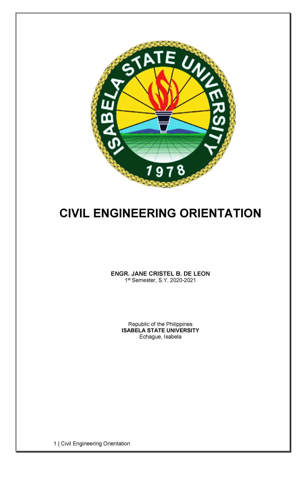 Civil Engineering Orientation - CIVIL ENGINEERING ORIENTATION ENGR ...