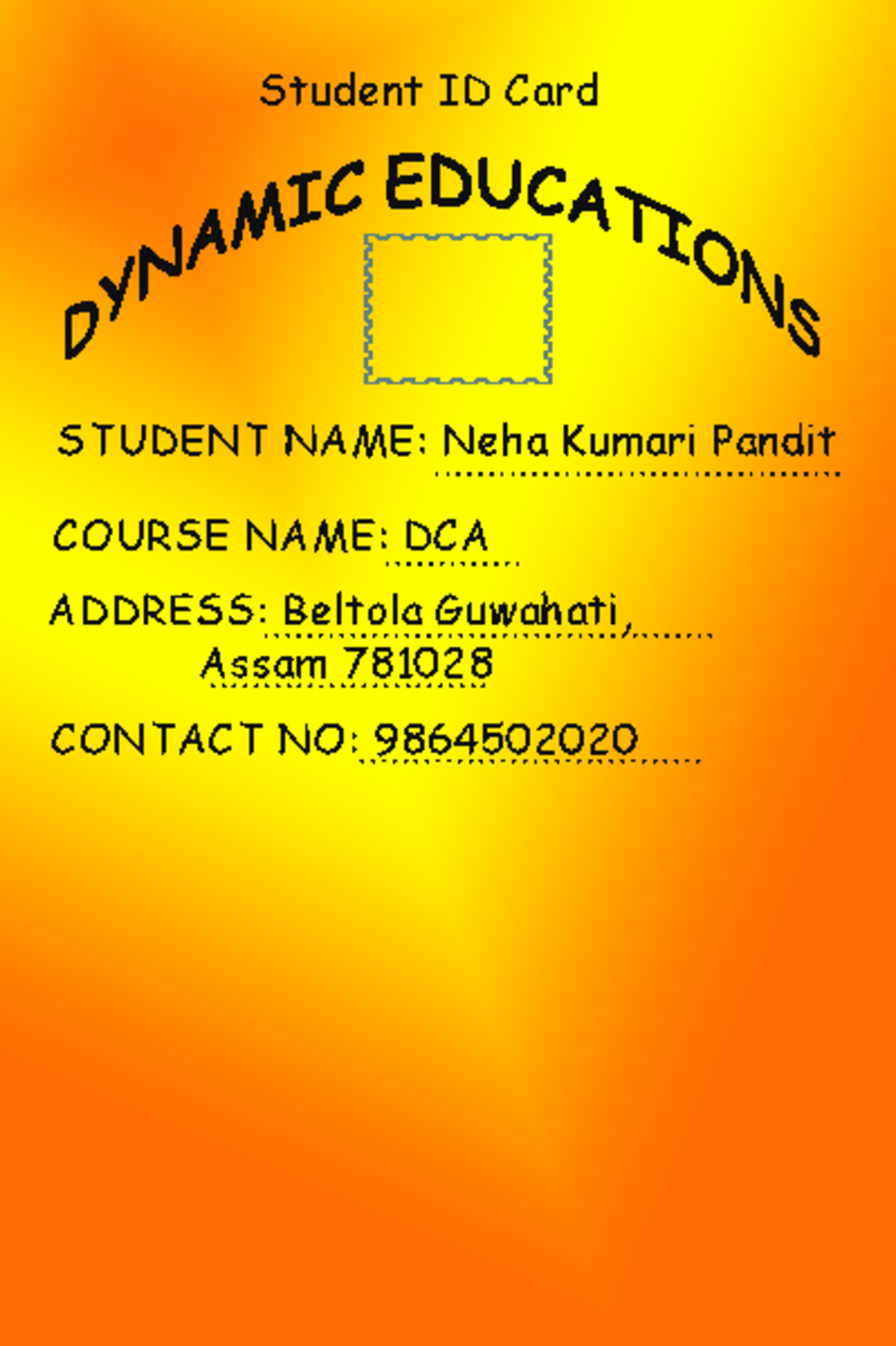 MS Word Practical . Identity card design - Advanced Software ...