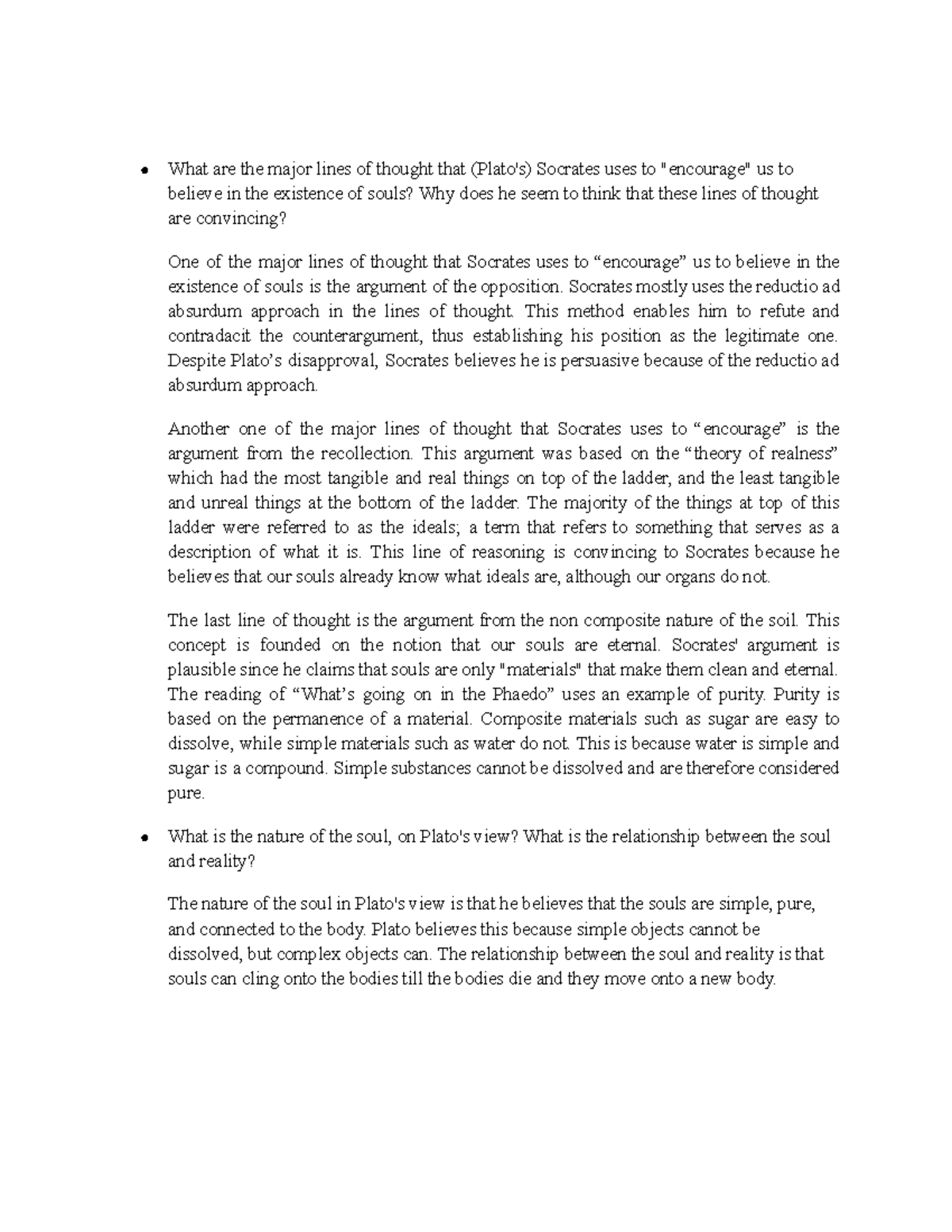 Reading 2 Study Questions - What are the major lines of thought that ...