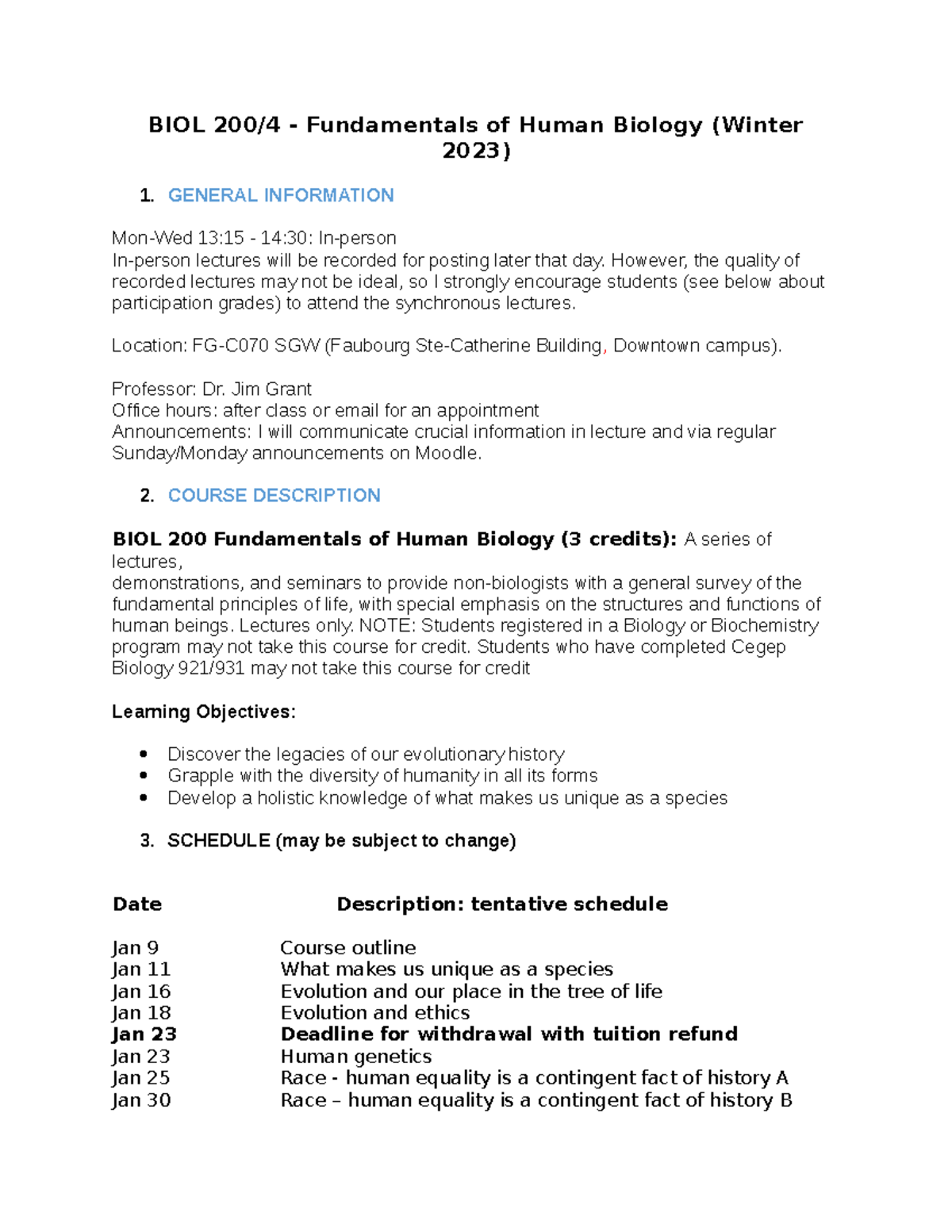 Course Outline 2023 - BIOL 200/4 - Fundamentals of Human Biology ...