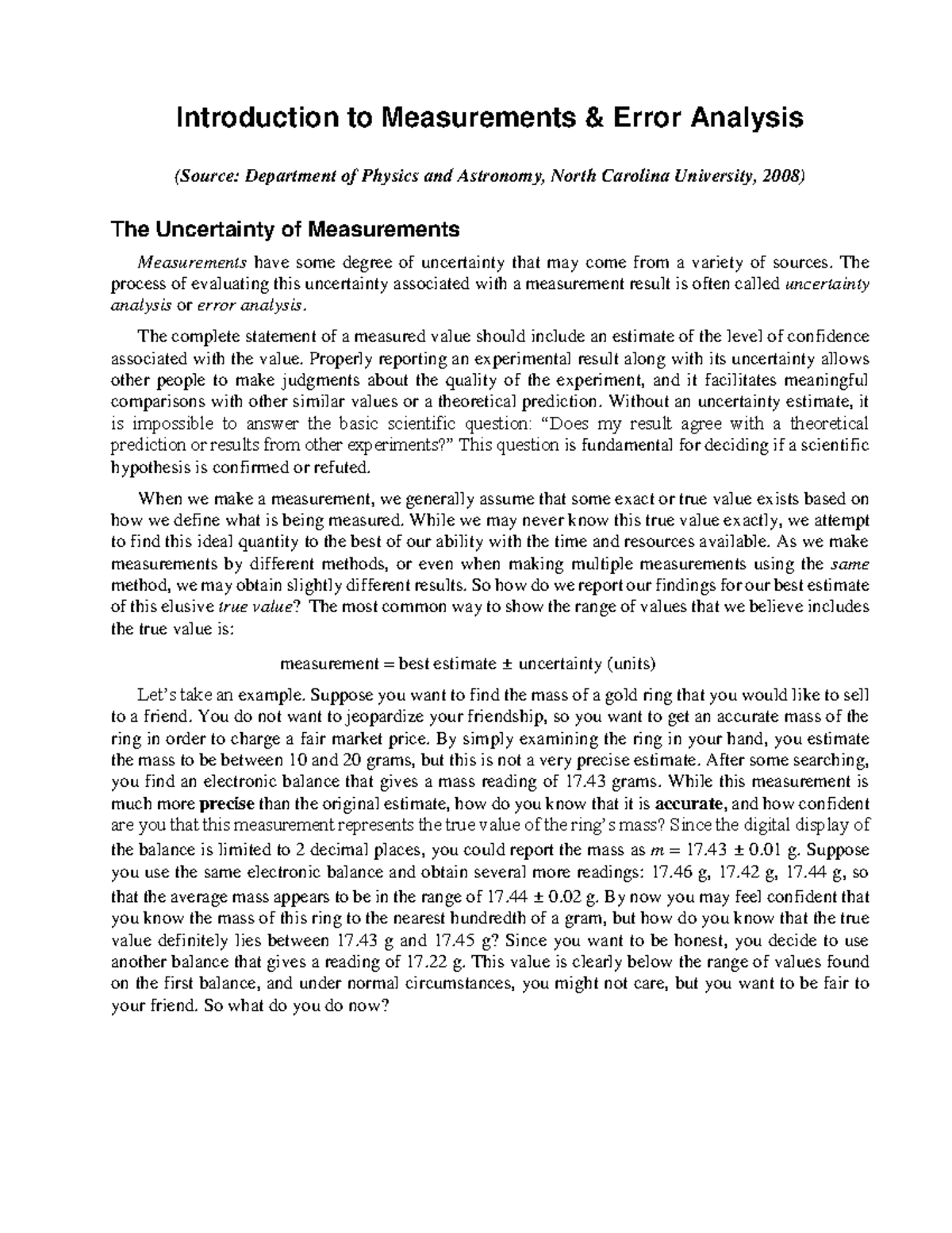 Ref-Error Analysis - References for Uncertainty Error - Introduction to ...