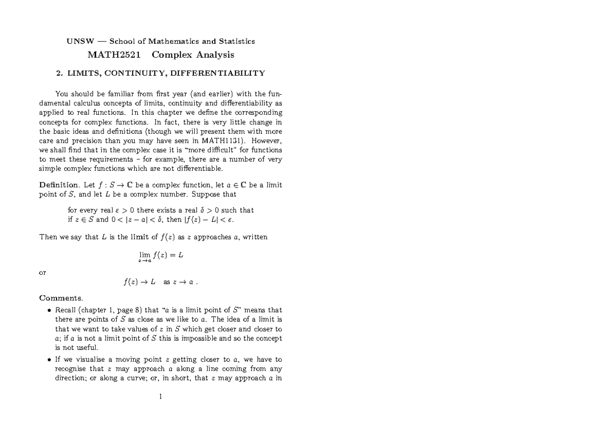 2521chapter 2 - lecture nsotes for differentiability continuity in ...