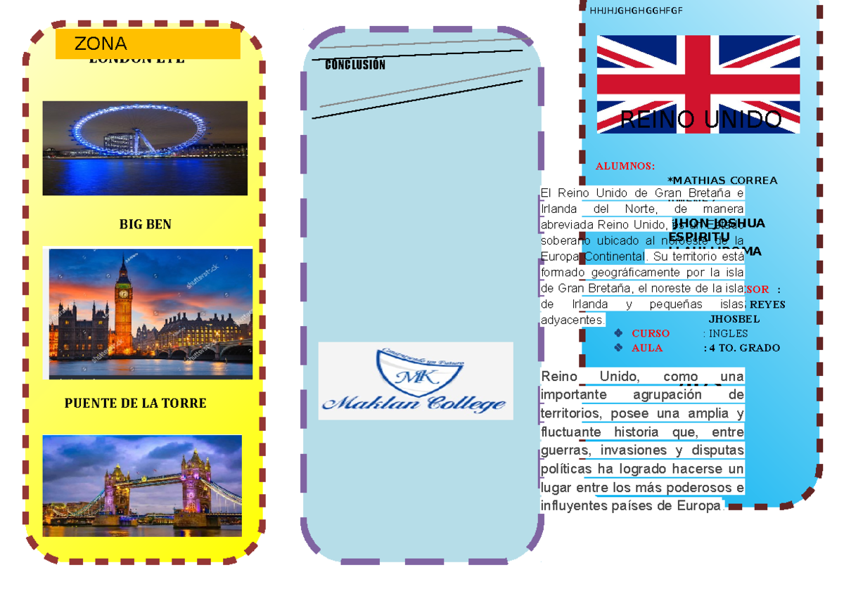 Triptico Joshua Ingles - LONDON EYE BIG BEN PUENTE DE LA TORRE ALUMNOS ...