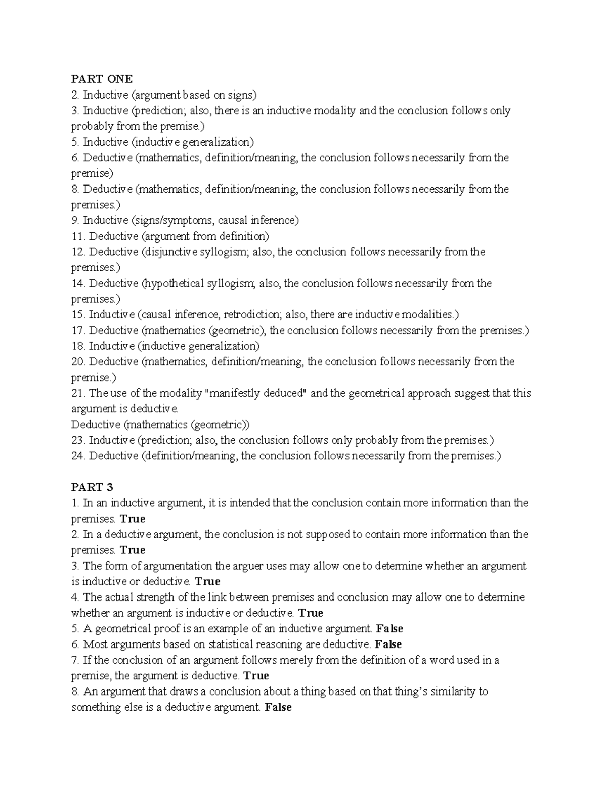 Homework #2 - n/a - PART ONE Inductive (argument based on signs ...