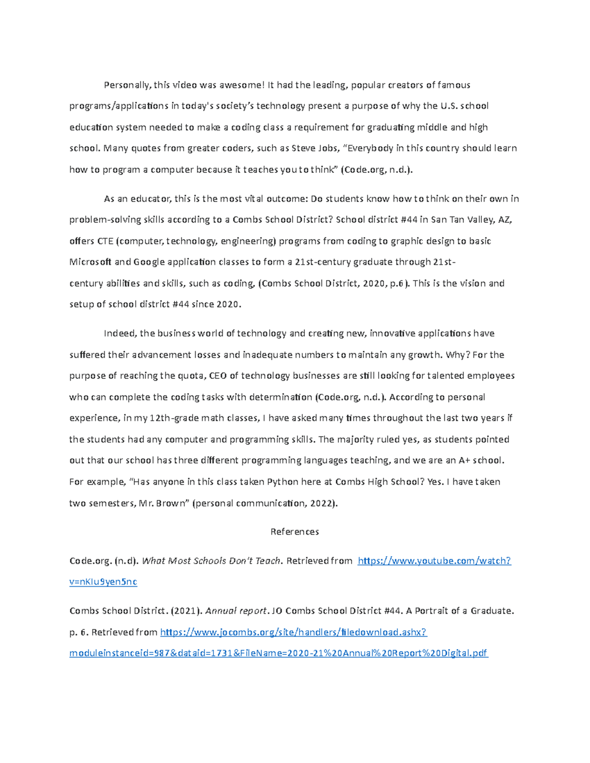 IT 505 Discussion 2-5 - Review - Personally, this video was awesome! It ...