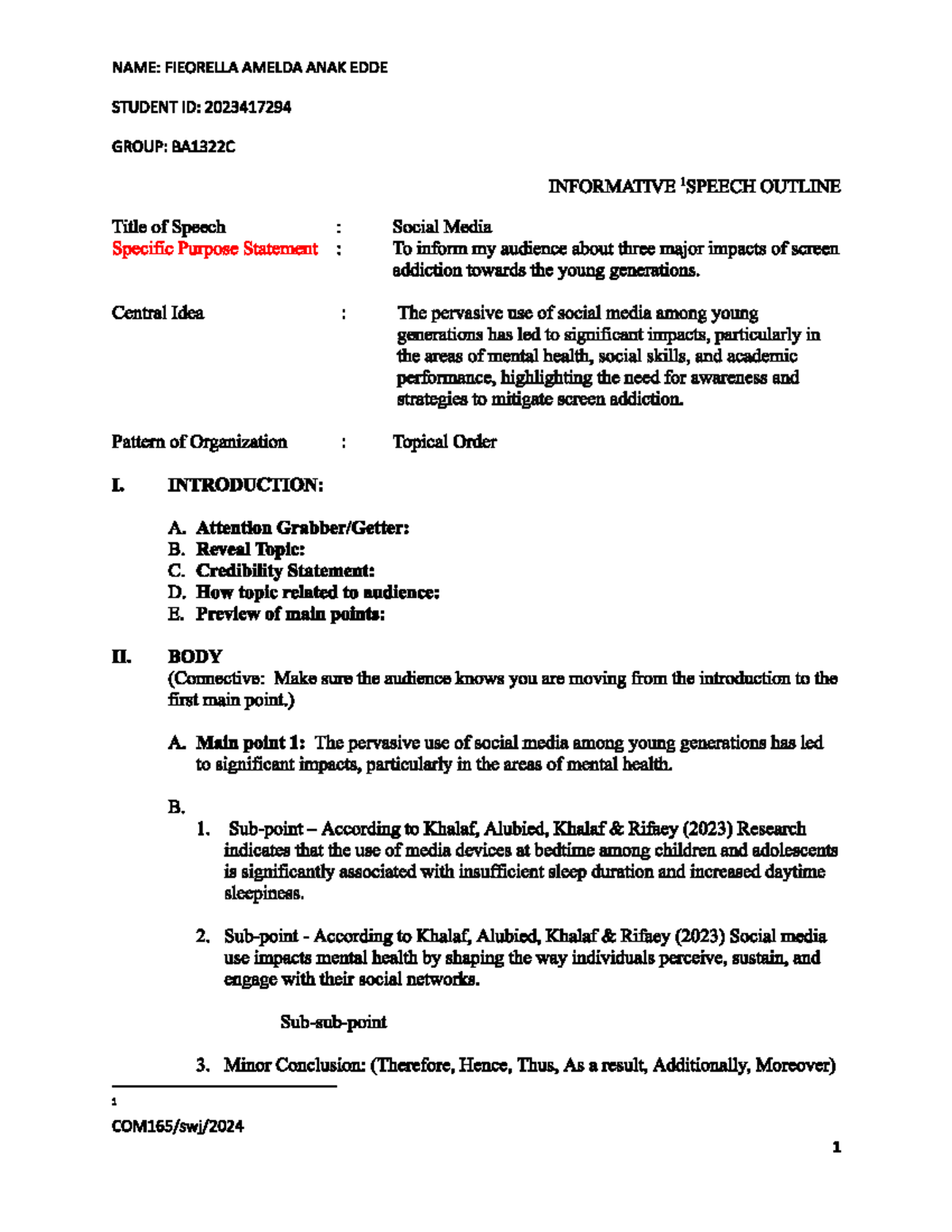 Template Speech - Public Speaking - Studocu