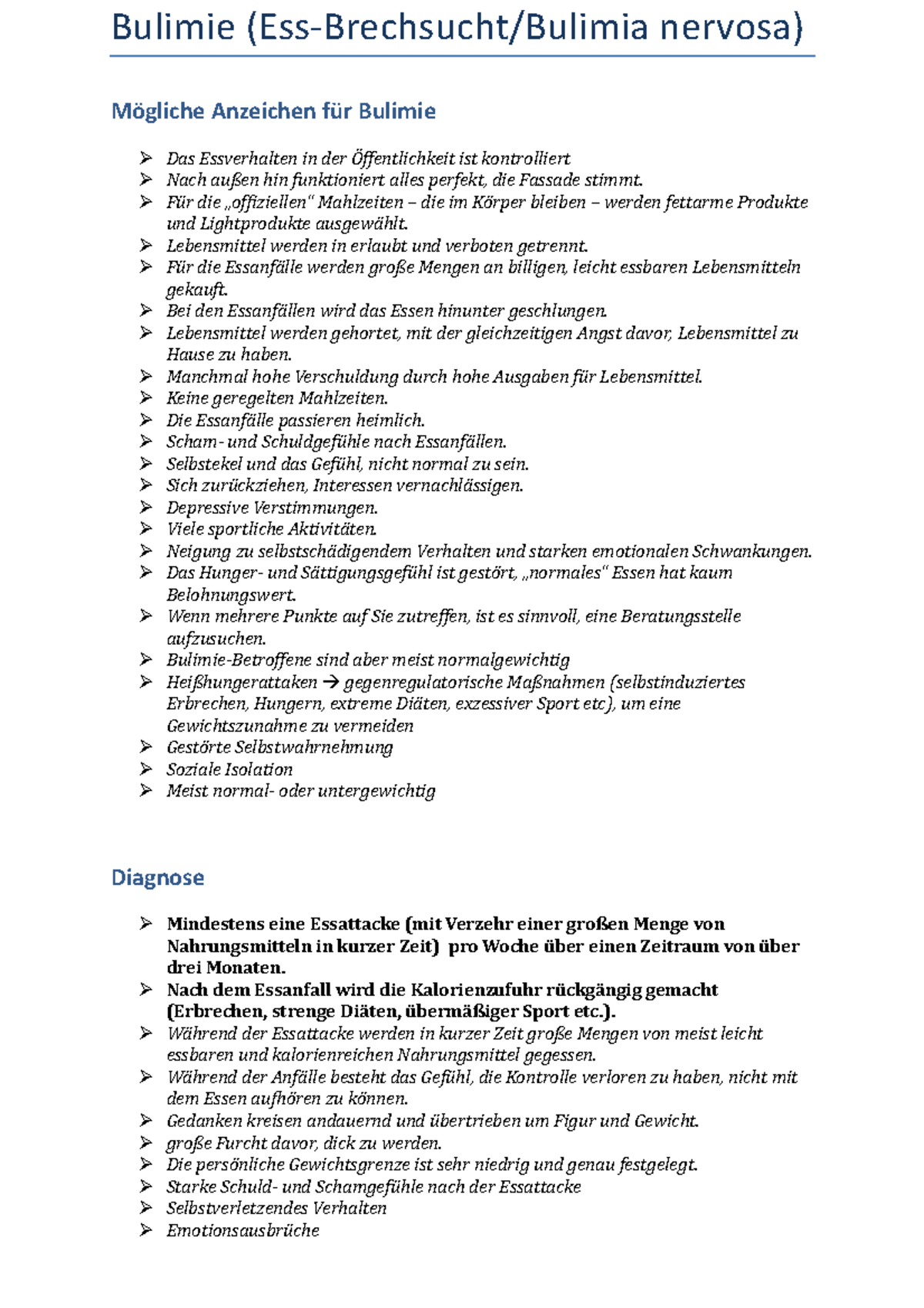 Bulimie- Ess-Brechsucht-Bulimia nervosa - Bulimie (Ess-Brechsucht ...