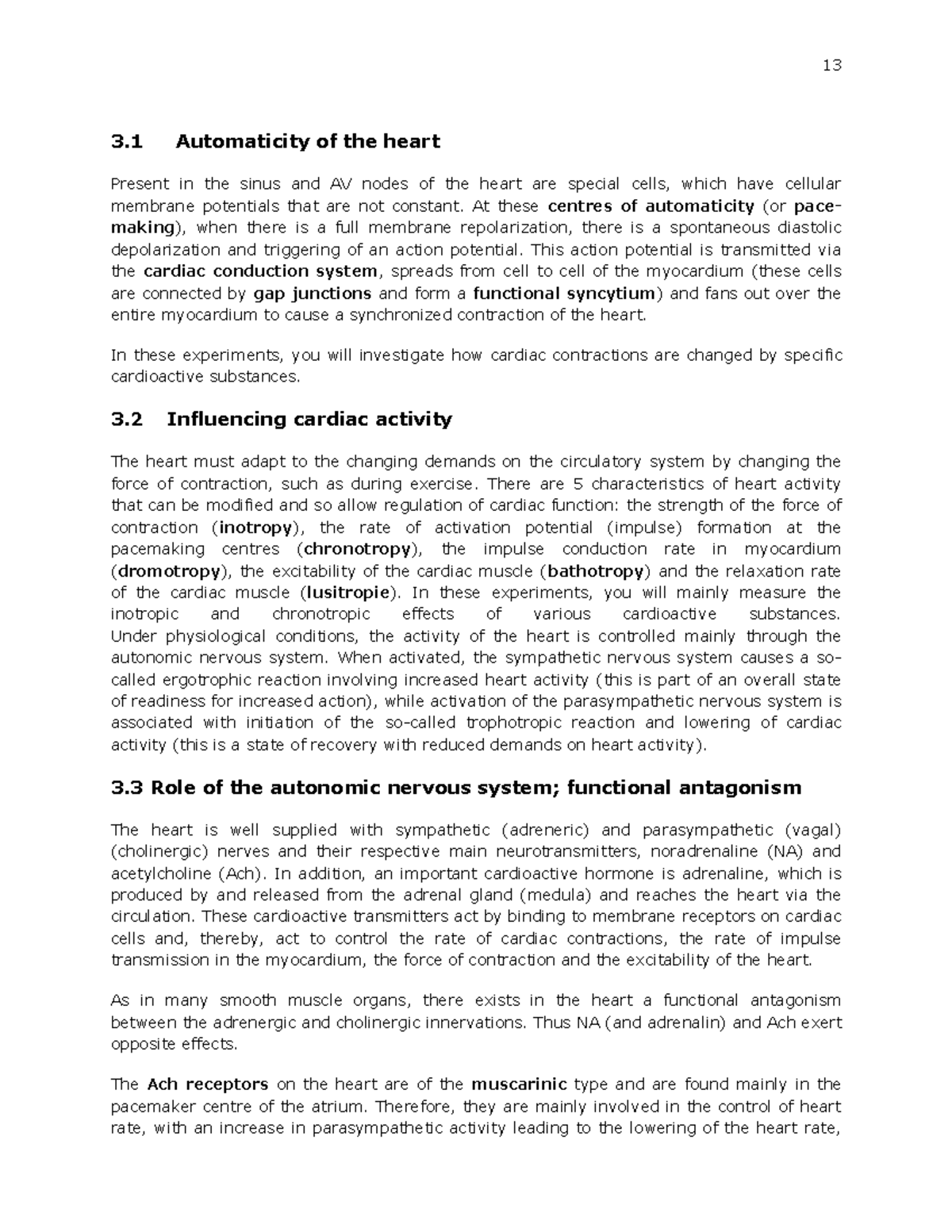 SAé1-2 TD Physio Pharmaco Etude Doc - 3 Automaticity of the heart ...