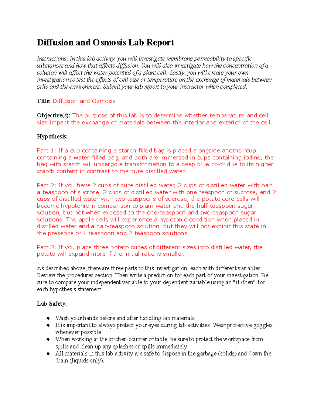 02.06 Tonicity and Osmoregulation - Diffusion and Osmosis Lab Report ...