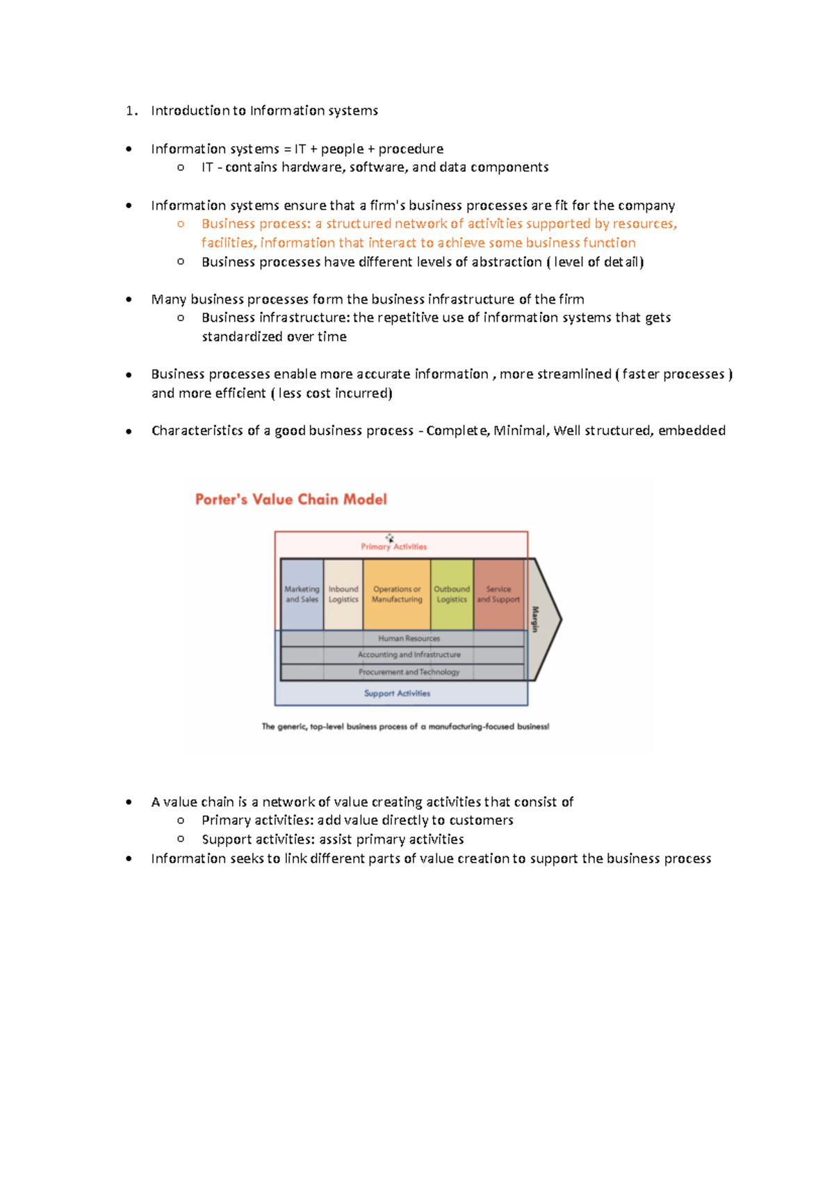 Infs Wk1 5 Notes For Mid Sem Test Introduction To Information Systems Information Systems