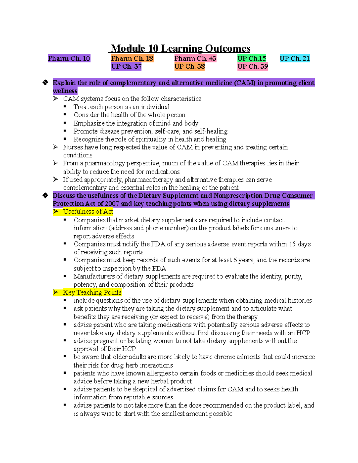 Module 10 learning outcomes - Module 10 Learning Outcomes Pharm Ch. 10 ...